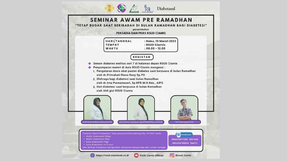Jelang Bulan Puasa, RSUD Ciamis Akan Gelar Seminar Awam Pre Ramadhan Jelang Bulan Puasa, RSUD Ciamis Akan Gelar Seminar Awam Pre Ramadhan